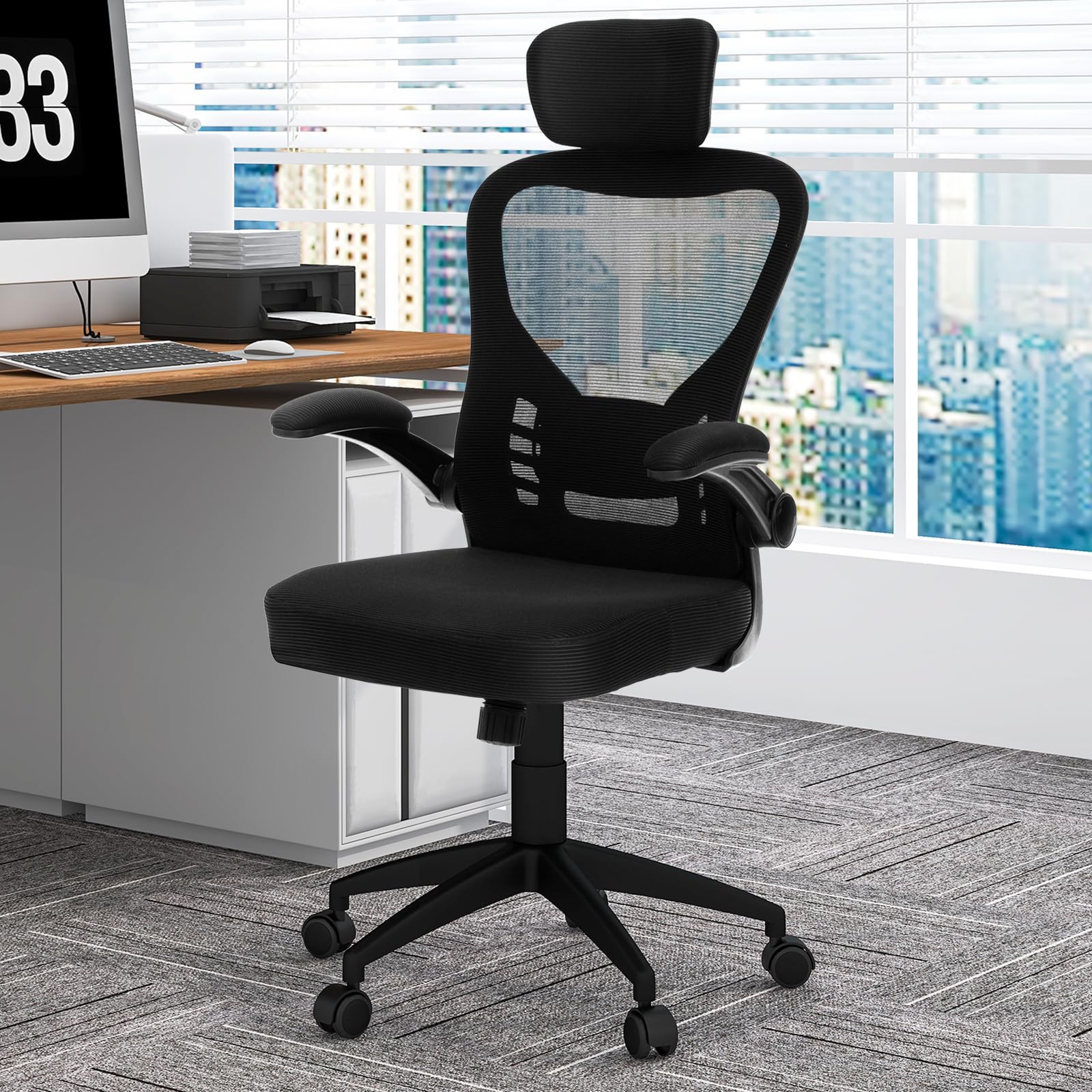 KOMFOTT Ergonomic Mesh Office Chair, Home Office Desk Chair with Adjus