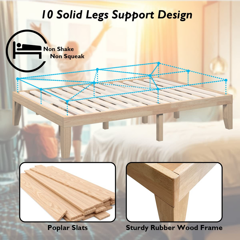 14 Wood Platform Bed Frame Wood Mattress Foundation Komfott